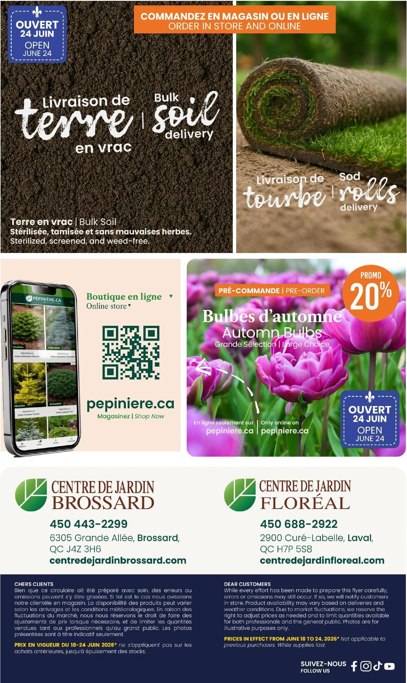 📬 Circulaire Centre de Jardin Brossard du 18 au 24 juin 2026